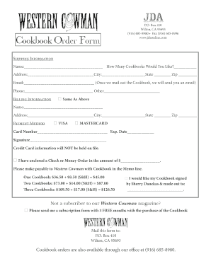 Fillable Online Cookbook order formpdf Fax Email Print - pdfFiller