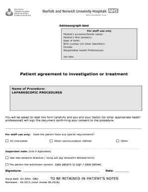 Fillable Online nnuh nhs Patient's first name(s) - nnuh nhs Fax Email ...
