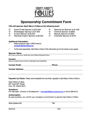 Fillable Online stmaryshome Sponsor commitment Form - stmaryshomeorg ...