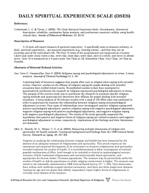 Fillable Online DAILY SPIRITUAL EXPERIENCE SCALE (DSES) Fax Email Print ...