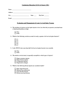 Fillable Online Evaluation and Management of Acute Cervical Spine ...