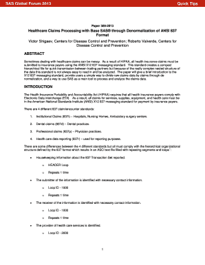 Fillable Online Healthcare Claims Processing with Base SAS through ...