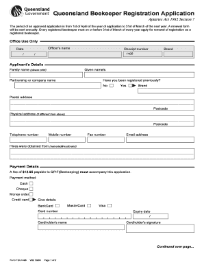 Fillable Online Queensland Beekeeper Registration bApplicationb Fax ...