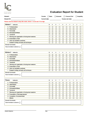Fillable Online Evaluation Report for Student - liaisoncollegecom Fax Email Print - pdfFiller