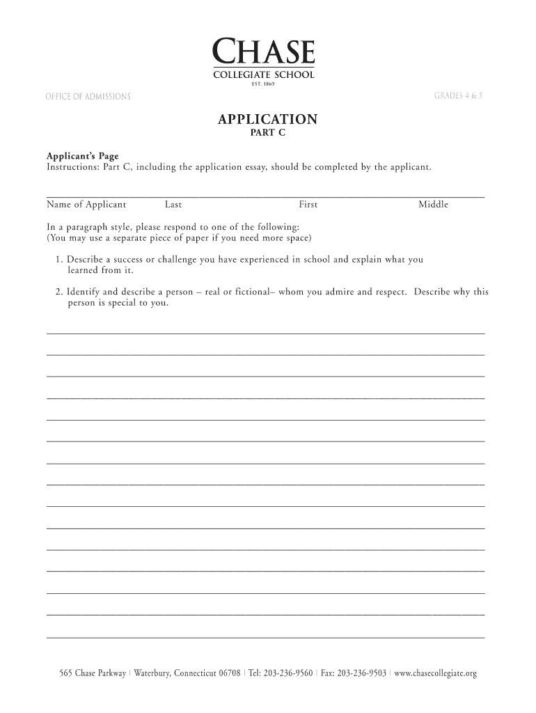 Fillable Online chasecollegiate PART C - Chase Collegiate School ...