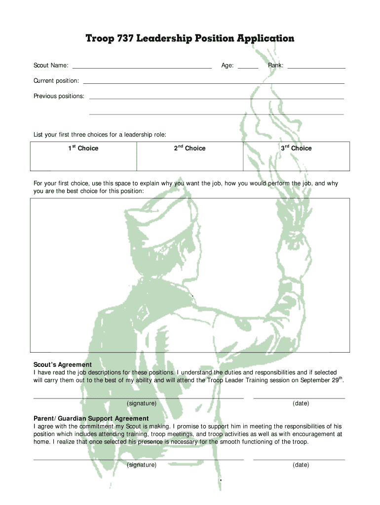Fillable Online troop737 Troop 737 Leadership Position Application ...