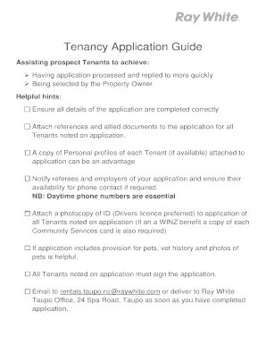 Fillable Online Tenancy Application Guide - Amazon Web Services Fax Email Print - pdfFiller