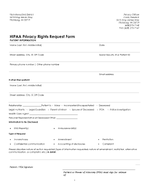 Fillable Online HIPAA Privacy Rights Request Form - fitchronaemscom Fax ...