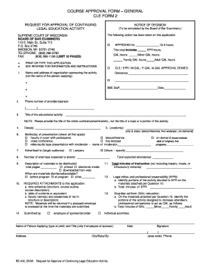 Fillable Online BE-402 Request for Approval of Cle Activity - Cle Form ...