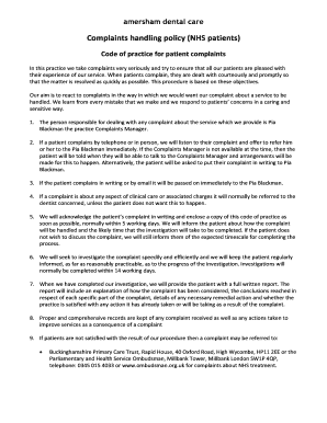 Fillable Online Patient Complaints Policy and Procedures - allesley ...