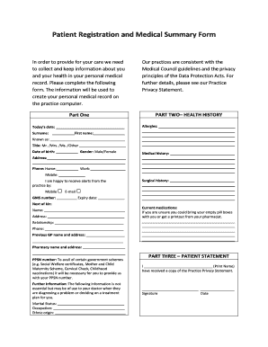 Fillable Online tfmc Patient Registration and Medical Summary Form ...