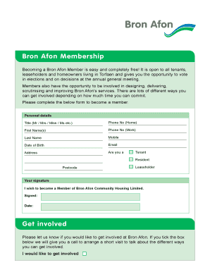 Fillable Online Bron Afon Membership Fax Email Print - pdfFiller