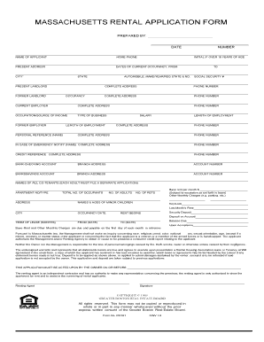Fillable Online MASSACHUSETTS RENTAL APPLICATION FORM Fax Email Print ...