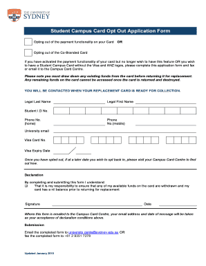 Fillable Online sydney edu Student Campus Card Opt Out Application Formdoc Fax Email Print ...