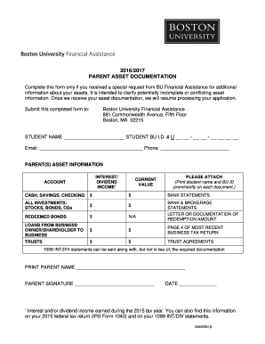 Fillable Online bu Asset Documentation - Boston University - bu Fax ...