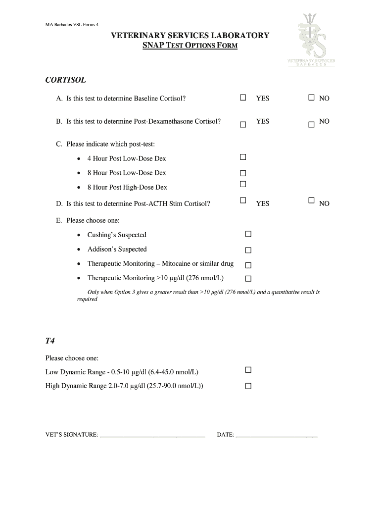 Fillable Online VSL SNAP Test Options Form - agriculturegovbb Fax Email ...