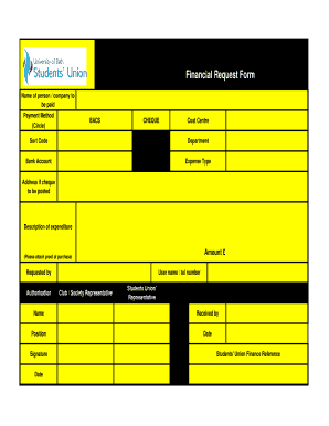 Fillable Online Financial request form template - University of Bath ...