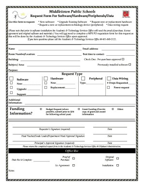 Fillable Online Request Form For SoftwareHardwarePeripheralsData Fax ...