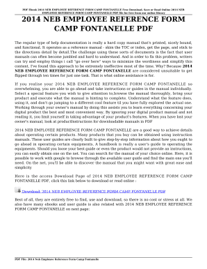 Fillable Online zhkbook 2014 NEB EMPLOYEE REFERENCE FORM CAMP PDF Fax Email Print - pdfFiller