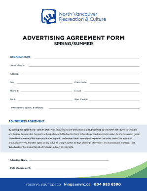 Fillable Online nvrc ADVERTISING PACKAGE - North Vancouver Recreation ...