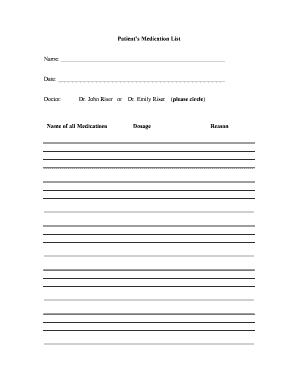Fillable Online Patients Medication List Fax Email Print - pdfFiller