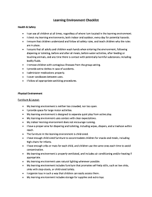 Fillable Online Learning Environment Checklist Fax Email Print - pdfFiller