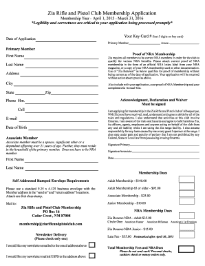 Fillable Online Zia Membership Application 2015 - Zia Rifle and Pistol ...