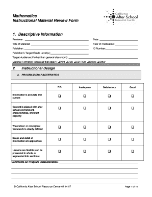 Fillable Online californiaafterschool Mathematics Instructional ...
