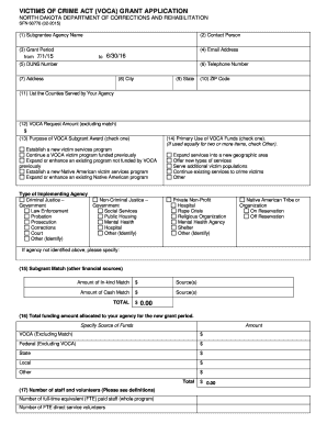Fillable Online nd VICTIMS OF CRIME ACT VOCA GRANT APPLICATION NORTH ...
