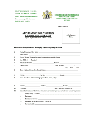 Fillable Online APPLICATION For Nigerian Fax Email Print - pdfFiller