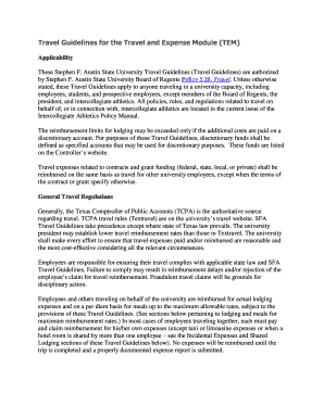 Fillable Online Travel Guidelines for the Travel and Expense Module ...