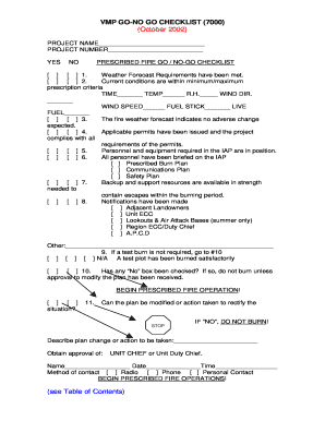 Fillable Online 7000 - VMP GO-NO GO CHECKLIST Fax Email Print - pdfFiller