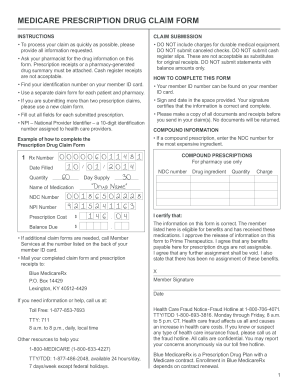 Fillable Online MEDICARE PRESCRIPTION DRUG CLAIM FORM - BCBSAZ Fax ...