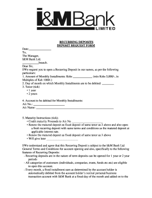 Fillable Online RECURRING DEPOSITS DEPOSIT REQUEST FORM Fax Email Print ...