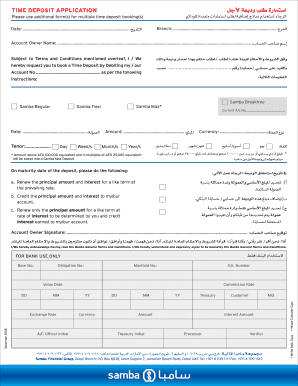 Fillable Online Time Deposit Form - Samba Fax Email Print - pdfFiller