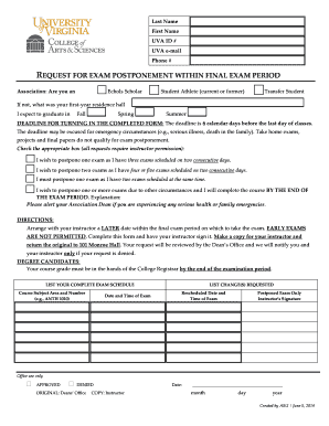 Fillable Online people virginia Exam Postponement Form - people ...