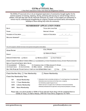 Fillable Online gemsoftexas GEMs of Texas Membership Form 2013 ...