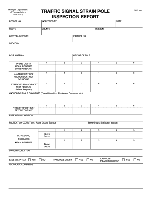 Fillable Online TRAFFIC SIGNAL STRAIN POLE INSPECTION REPORT Fax Email ...