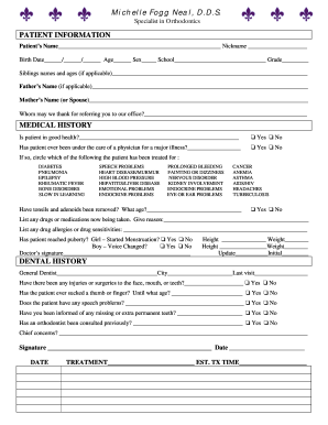 Fillable Online Michelle Fogg Neal DDS Specialist in Orthodontics Fax ...