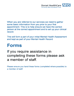 Fillable Online dorsethealthcare nhs Forms - DORSET HEALTHCARE LTD ...