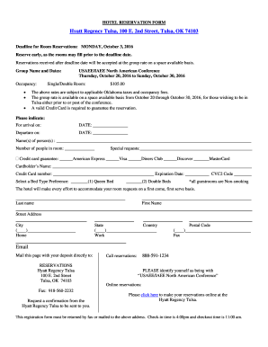 Fillable Online usaee Hyatt Regency Hotel Reservation Form - usaee Fax ...