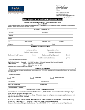 Fillable Online hafsamx Hyatt Regency Cancun Hotel Registration Form ...