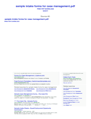 Fillable Online Sample intake forms for case management - Bing Fax ...