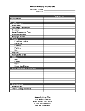 Fillable Online Rental Expenses: Fax Email Print - pdfFiller