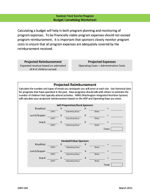 Fillable Online Budget Calculating Worksheet Fax Email Print - pdfFiller