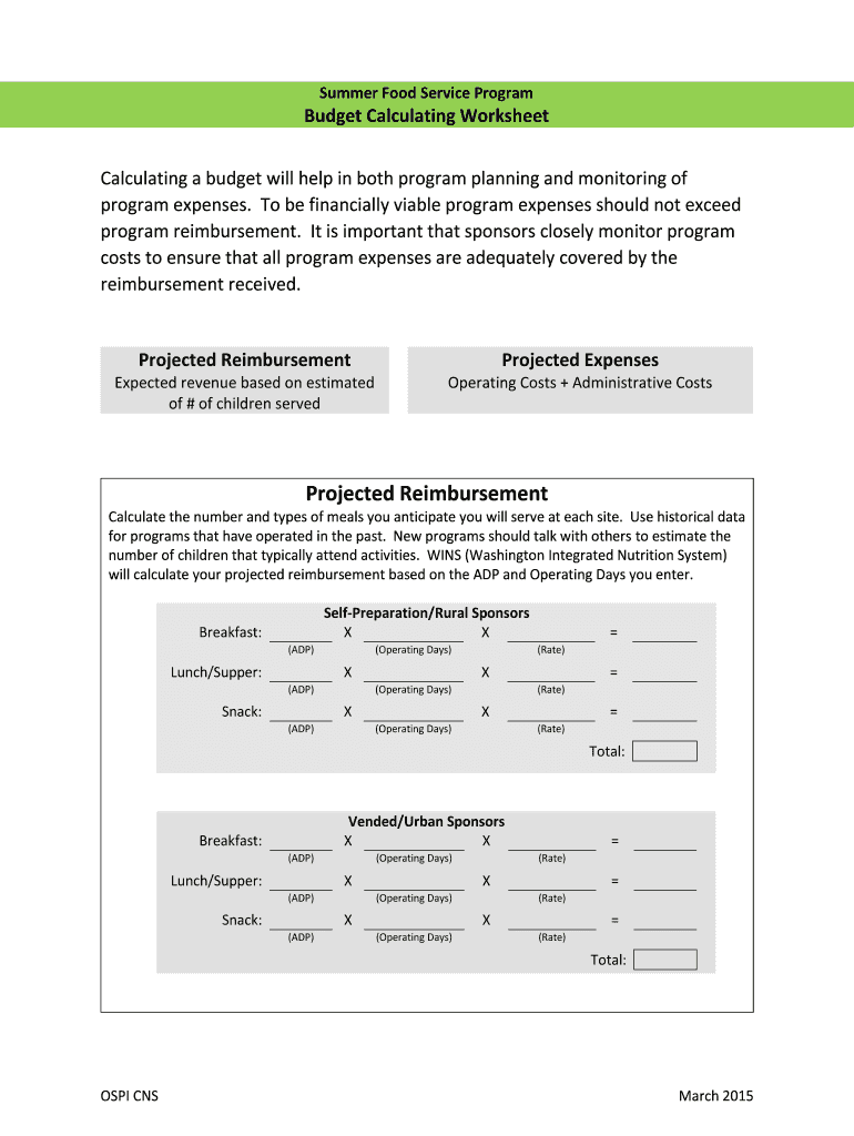 Fillable Online Budget Calculating Worksheet Fax Email Print - pdfFiller