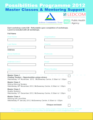 Fillable Online communityni Master Classes Mentoring Support ...