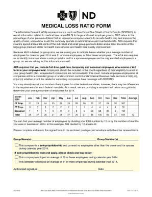 Fillable Online 29316791BND Medical Loss Ratio MLR Form with online ...