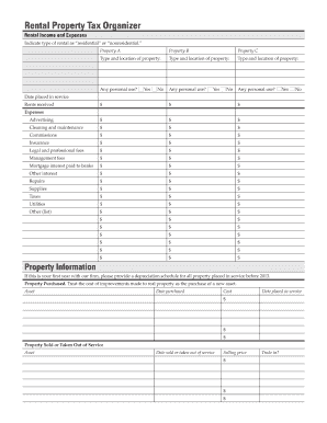 Fillable Online BRental Propertyb Tax Organizer Fax Email Print - pdfFiller