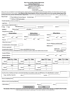 Fillable Online Bcbsm Inc and its Affiliates Contract Request Form Fax ...